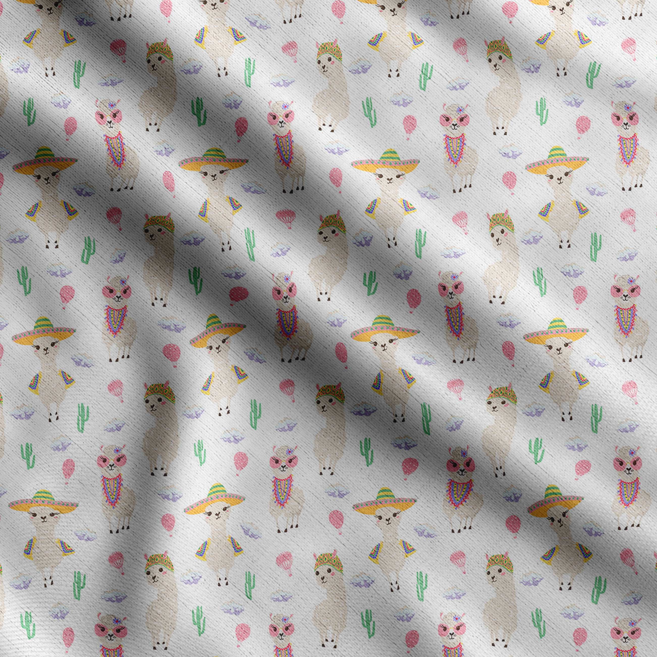 Soimoi Llama Alpaca Print,Cotton Cambric, Quilting Fabric Sold by The ...