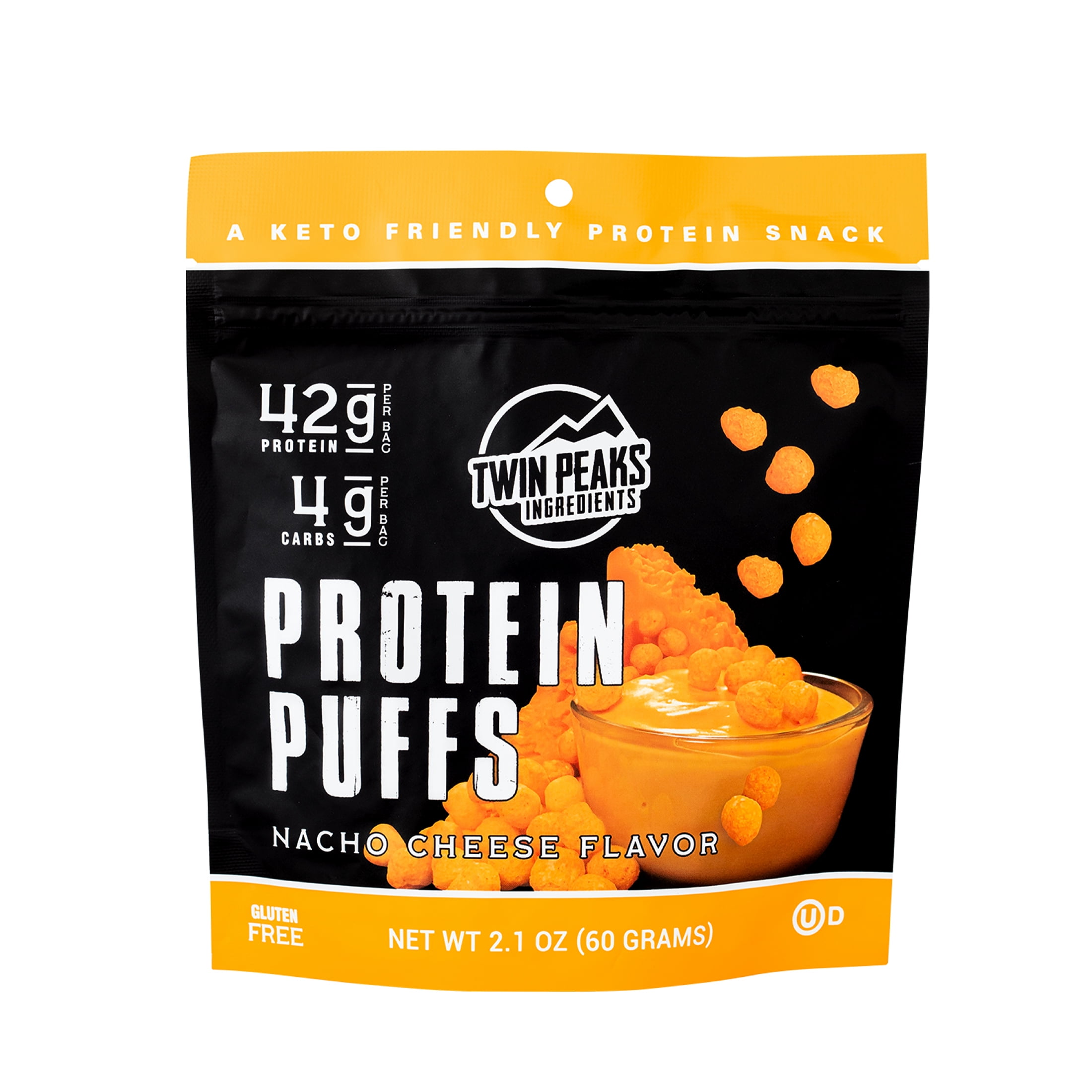 Twin Peaks Ingredients Protein Puffs, Nacho Cheese, 2.1 oz Bag, 2 ...