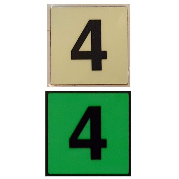 PHOTOLUMINESCENT DOOR IDENTIFICATION LETTER 4 ( FOUR)SIGN HEAVY DUTY ...