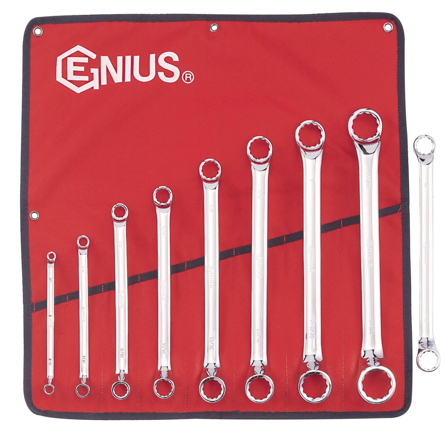 Genius Tools 8 Piece SAE Double Ended Offset Ring Wrench Set (Mirror ...