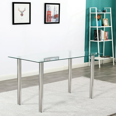 TMS Tile-Top Square Dining Table, White/Natural - Walmart.com