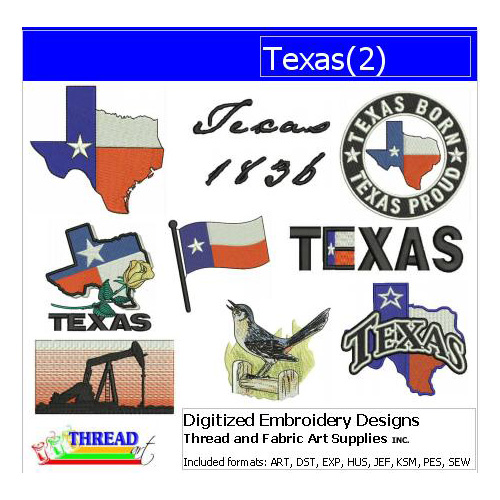 Texas(2) Embroidery Designs - All Popular Formats Included - Loaded on ...