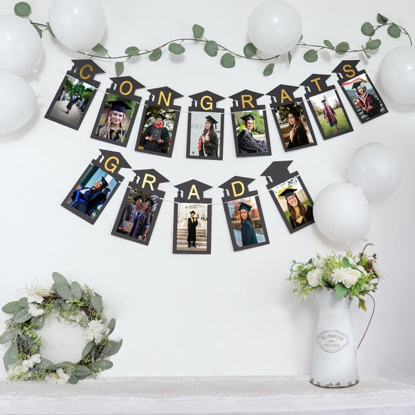 Efavormart Black & Gold Congrats Grad Paper Photo Backdrop Hanging ...