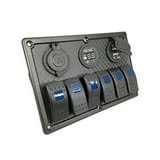 Pactrade Marine Car RV Boat 6 Gang Blue LED Rocker Switch Panel USB ...