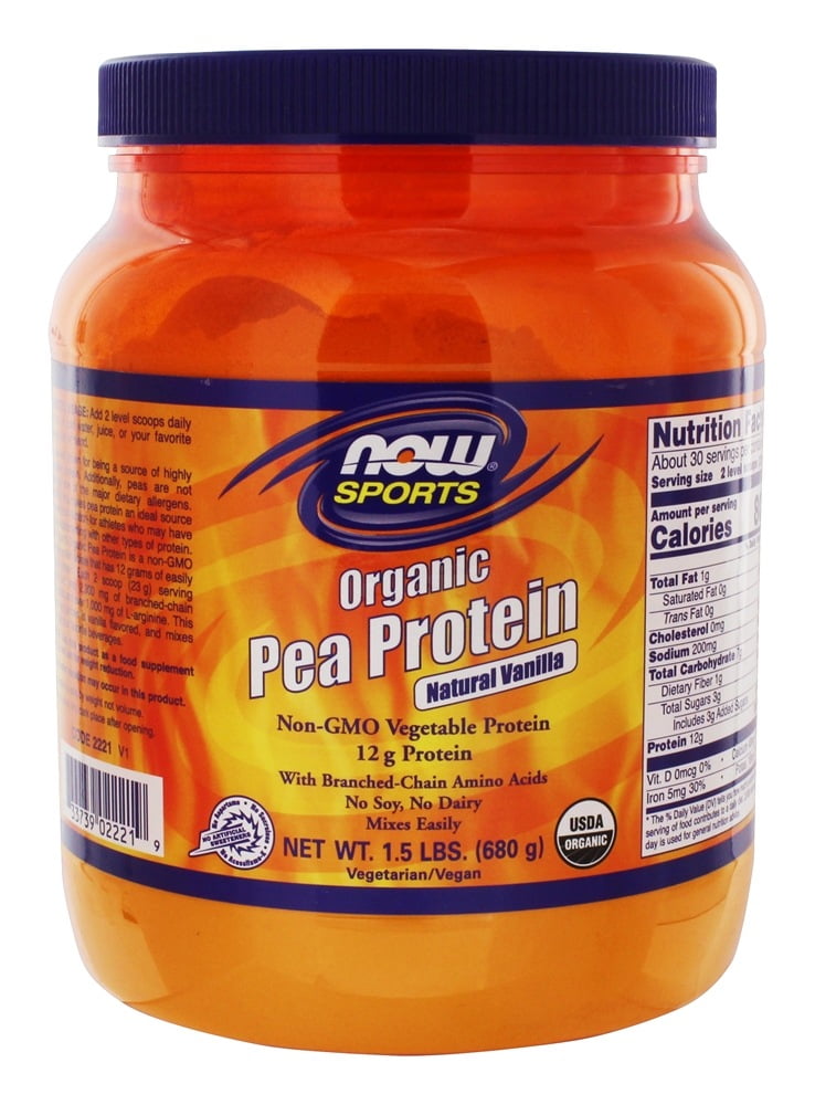 NOW Foods - Organic Pea Protein Powder Natural Vanilla - 1.5 lbs ...