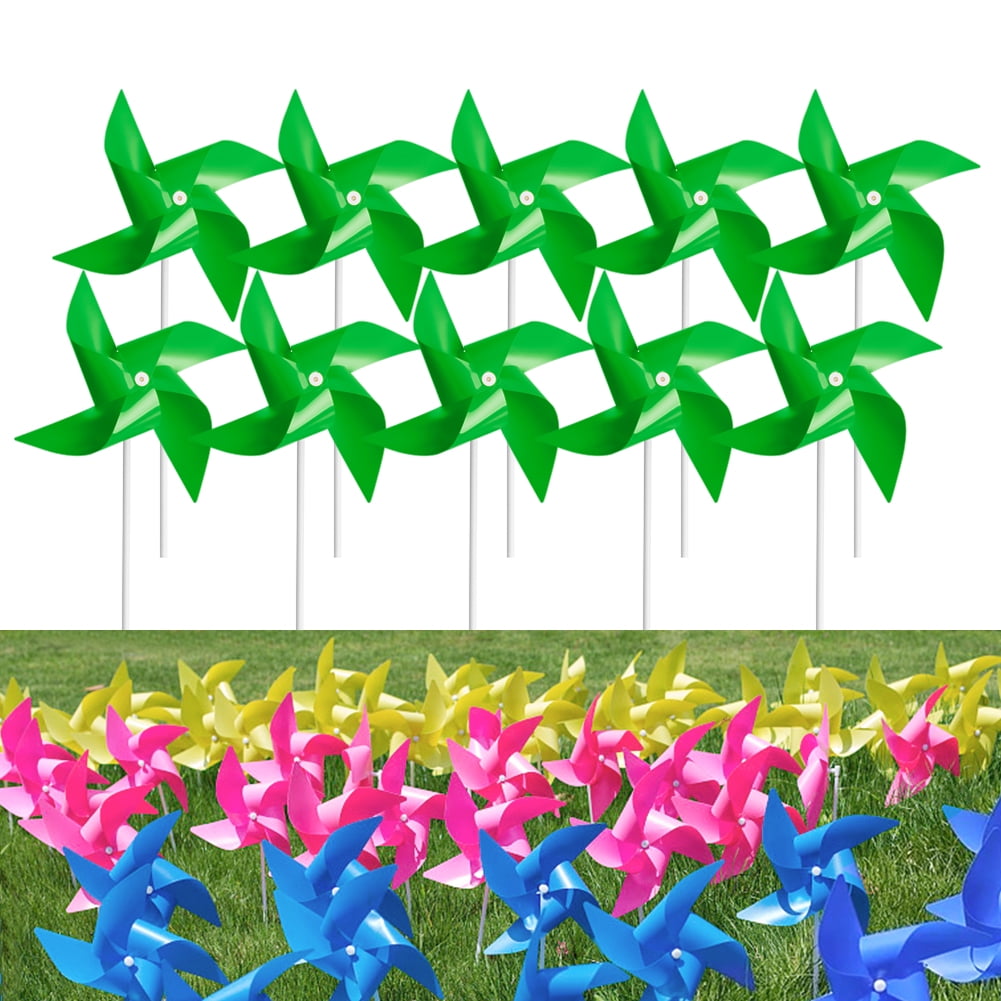 Tsocent 100 Pcs Pinwheels, Dark Green Color Toy Wind Spinners and Party ...