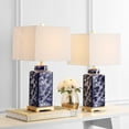 Safavieh Zora Floral 25.5 in. H Table Lamp, Navy/White, Set of 2 ...