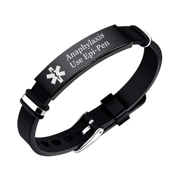 Personalized Silicone Medical Alert Anaphylaxis Bracelet Adjustable ...