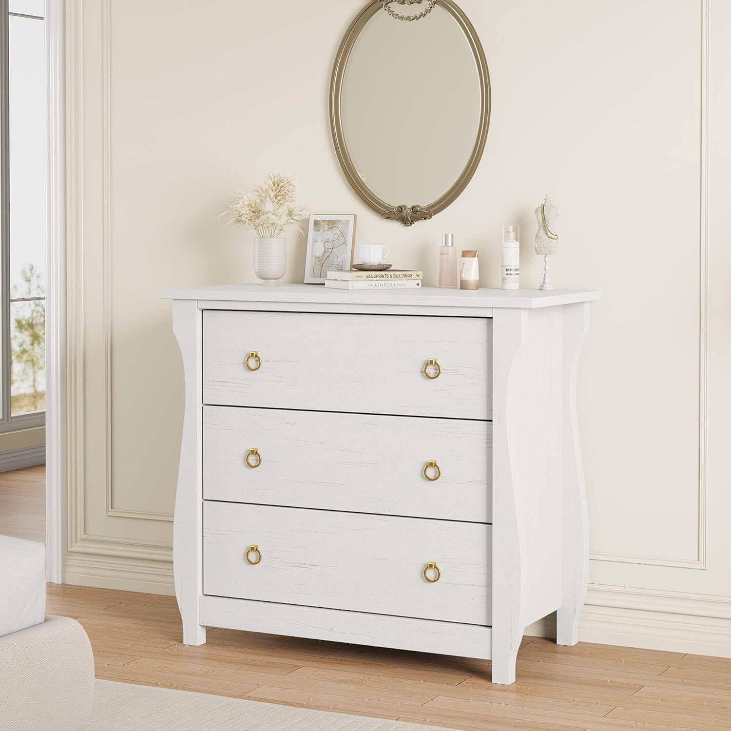 Click here for Eastvita Antique White 3-Drawer Modern Dresser Wit... prices