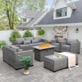 60000 BTU Wicker Gas Fire Pit Outdoor Fire Pit Table 45 Inch Fire Pits ...