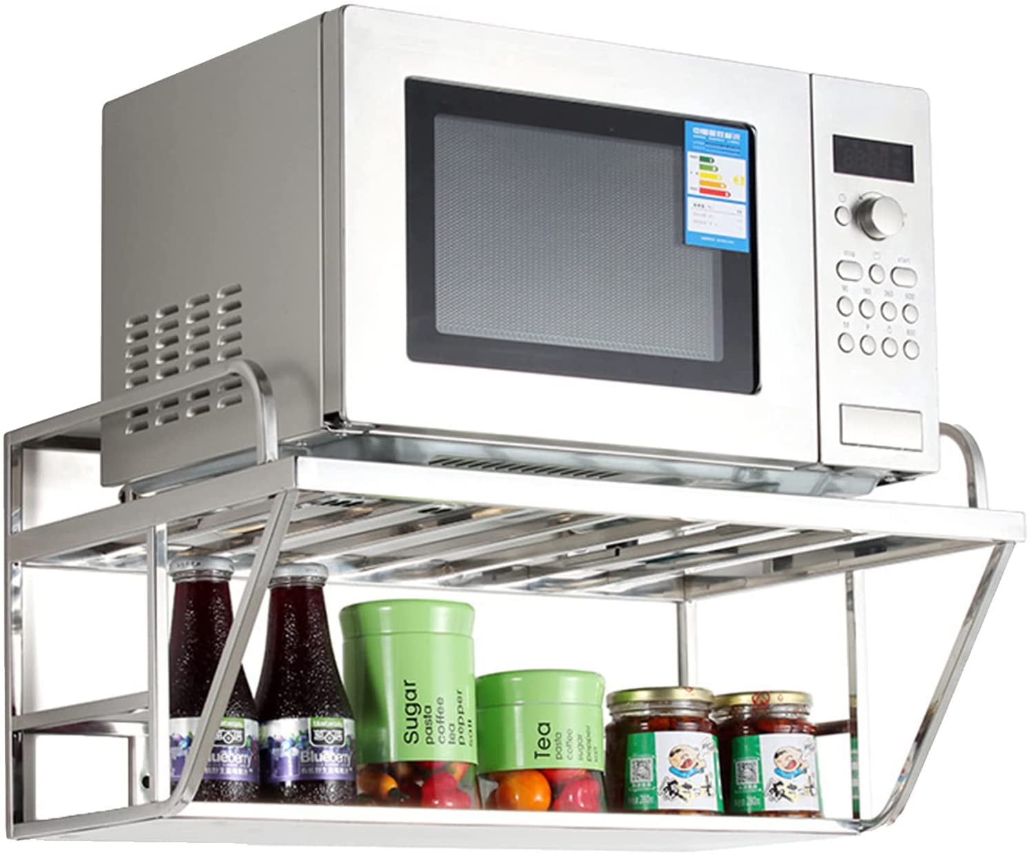 Microwave Oven Shelf Wall Mounted, Kitchen Organizer Floating Shelves ...