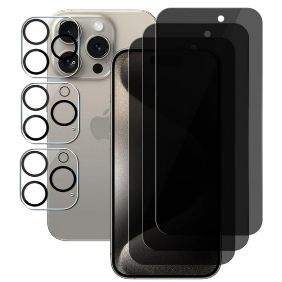FHDFHD (3+3) For iPhone 15 Plus (6.7") (3 Pack) Anti Spy Private ...