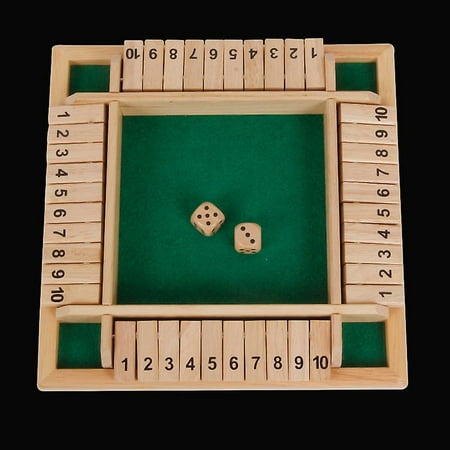 Four Sided 10 Numbers Shut The Box Board Game Wooden Flaps & Dice Set ...