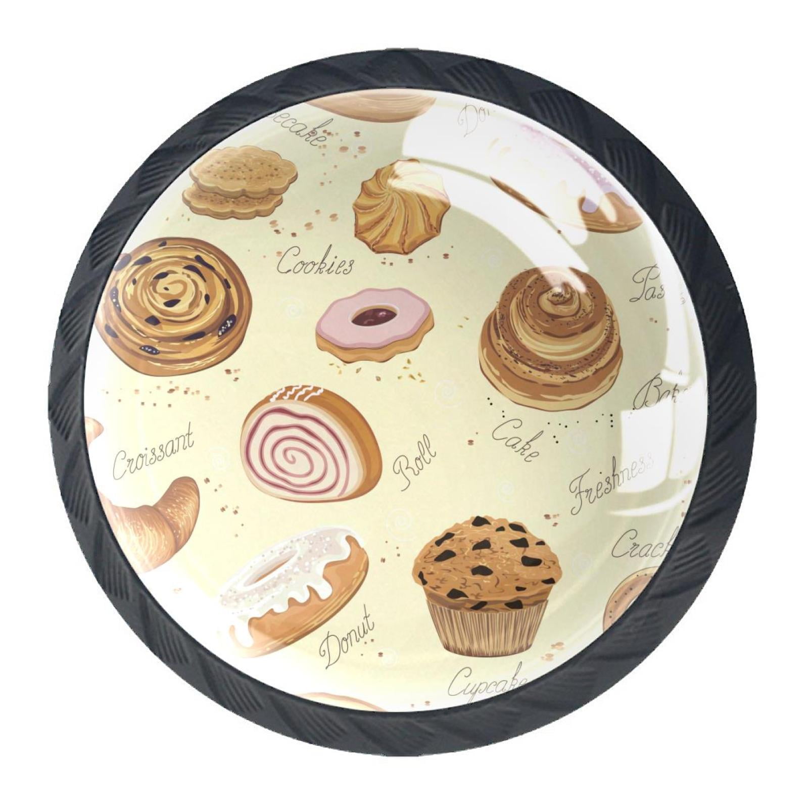 4 Pcs Bread Dessert Knobs for Kitchen Cabinet Cupboard Dresser Bookcase ...