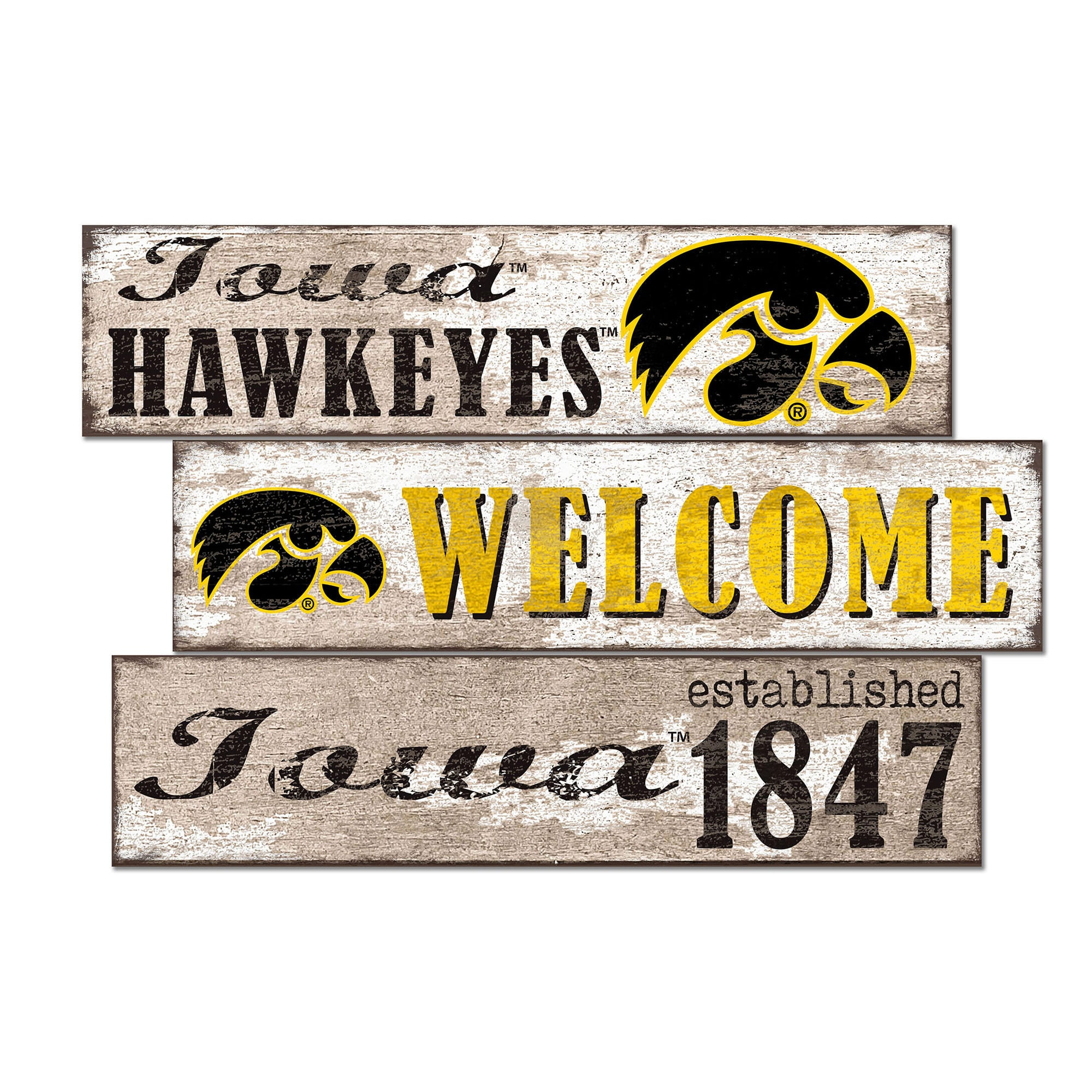 Iowa Hawkeyes 24" 3-Plank Welcome Sign - Walmart.com