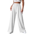 ClodeEU Women's Ice Silk High Waisted Wide Leg Trousers with Button ...