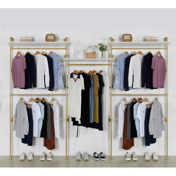 Closet Rods Shelves Gold Clothing Storage