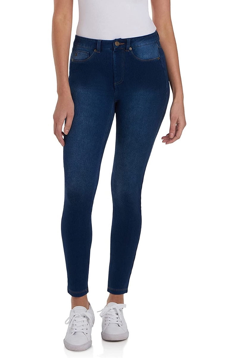Cupio Mid Waist Button & Zip Closure Pull on Stretch Denim Pant-LIGHT ...