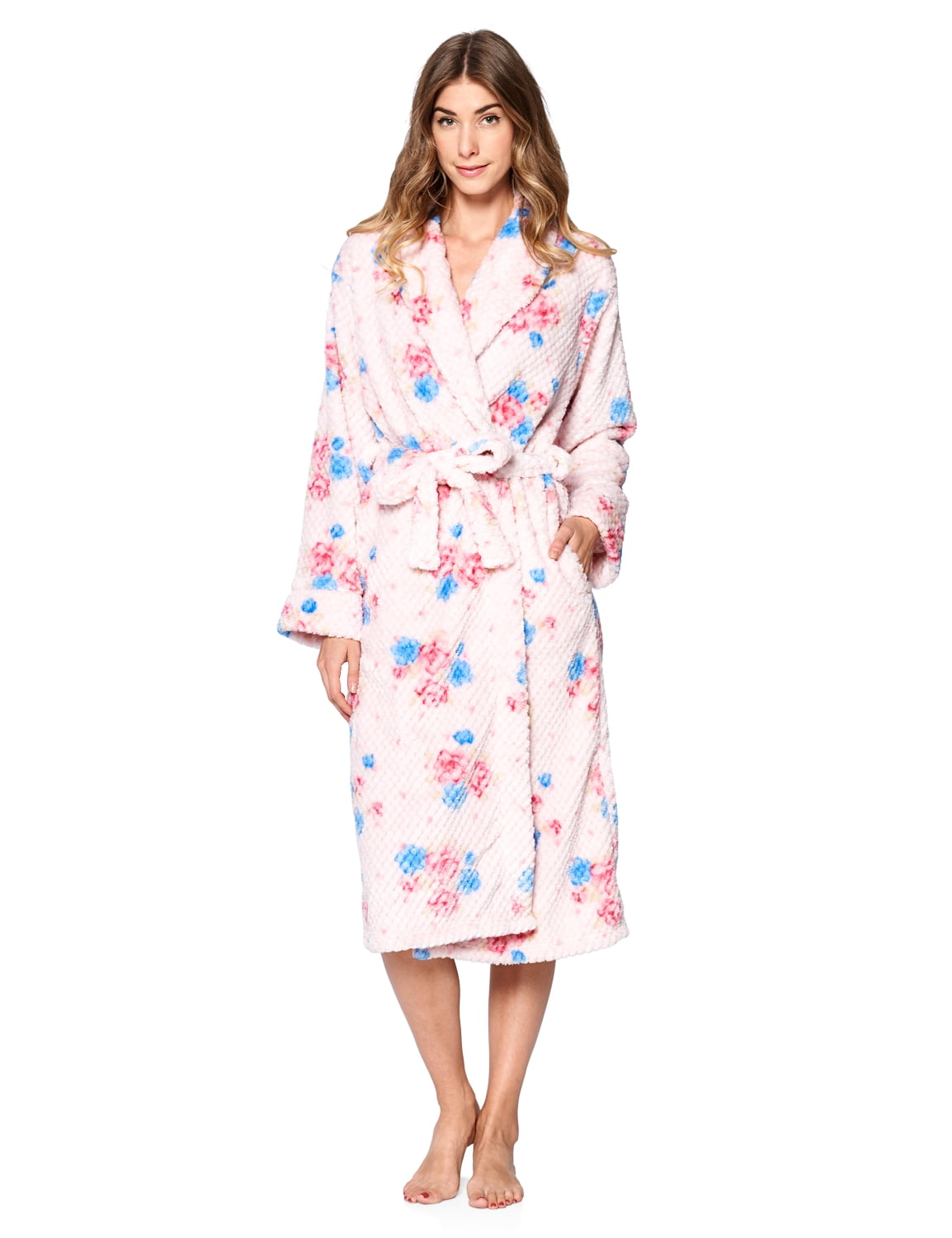 Casual Nights Women's Heart Long Sleeve Mini Popcorn Fleece Plush Robe ...