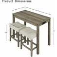 3-Piece Counter High Bar Table Set with Socket and 2 Fabric Padded Bar ...