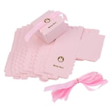 50pcs Favor Candy Box, Pink/ Paper with Tags and Silk Ribbon for Baby ...