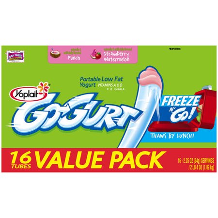 Yoplait Go-Gurt Punch/Strawberry Watermelon Portable Low Fat Yogurt, 2. ...