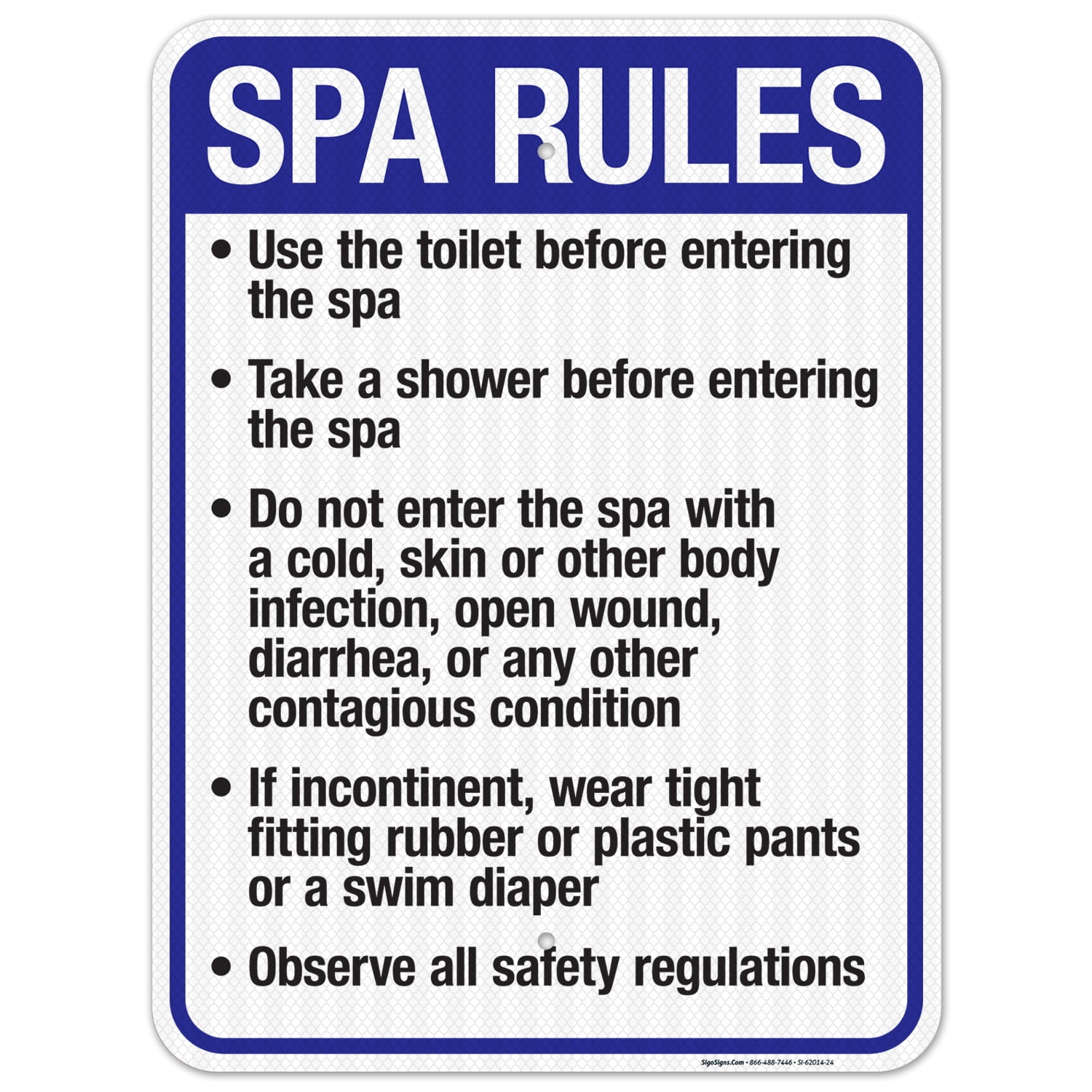 Arizona Spa Rules Sign, Complies With State Of Arizona Pool Safety Code ...