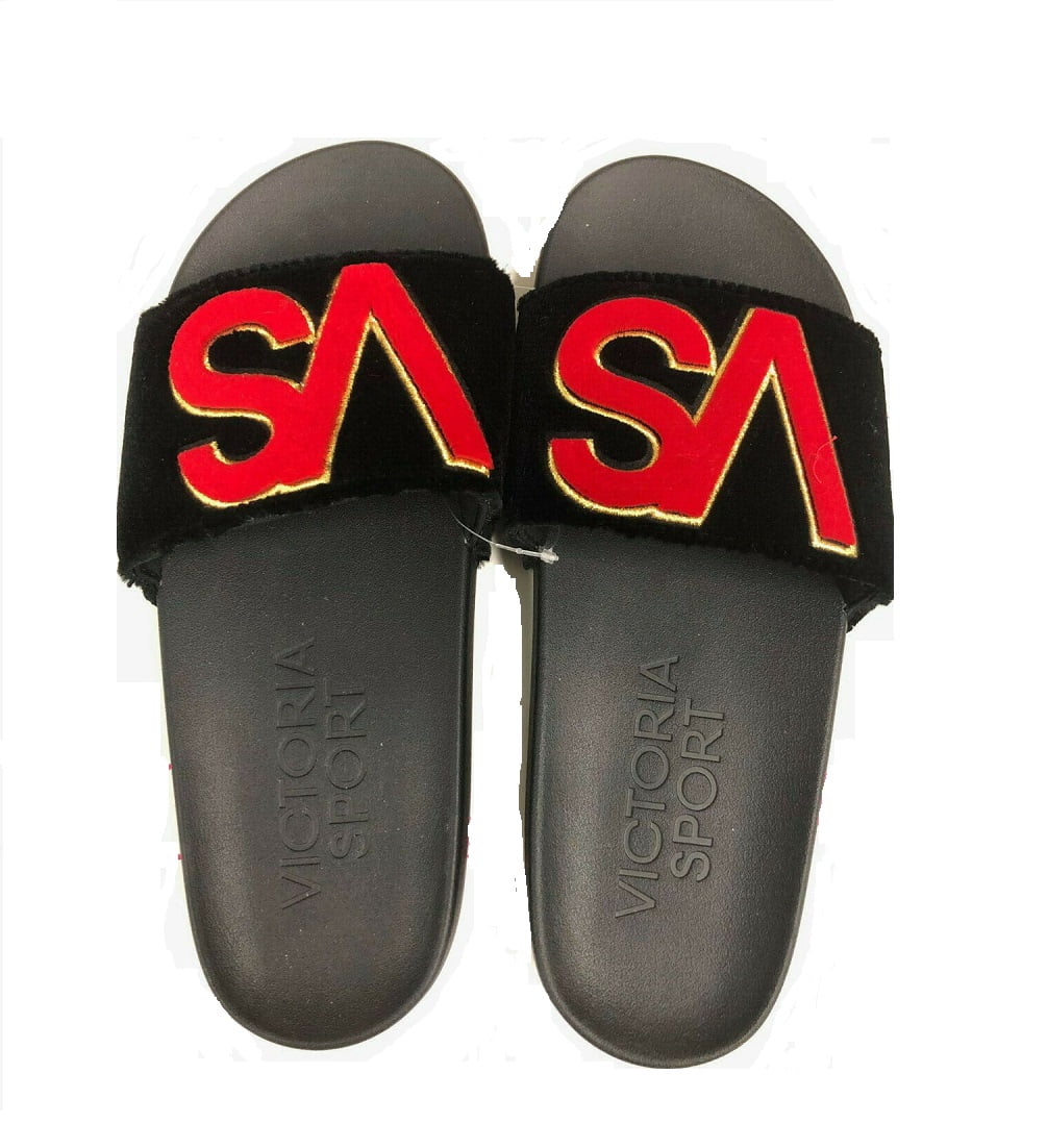 Victoria's Secret Single Strap Slides Velour Velvet VS Logo for Women ...