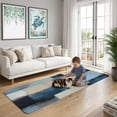 Abstract Color Stitching Washable Runner Rug 3X7 ft Blue Brown Graffiti ...