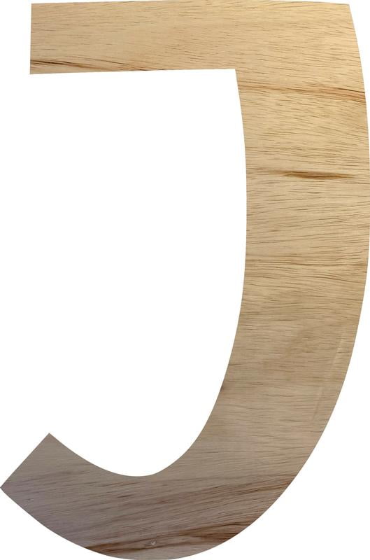 2'' Wooden Letter J, Unfinished 1/4'' Cutout Wood Craft - Walmart.com