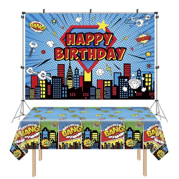 7×5FT Superhero Theme Backdrop Night Scene Comics Style Building ...