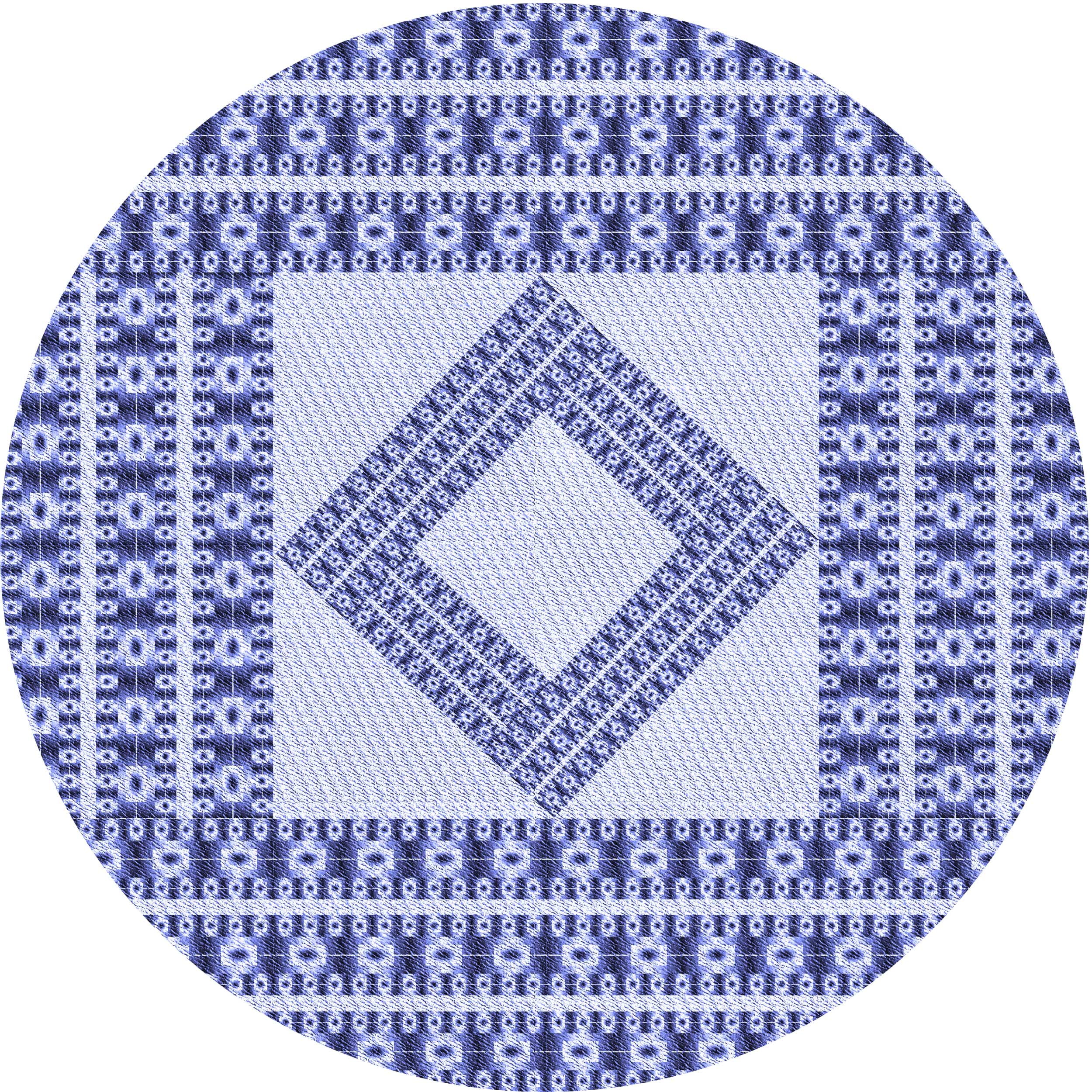Ahgly Company Indoor Round Patterned Royal Blue Area Rugs, 5' Round ...