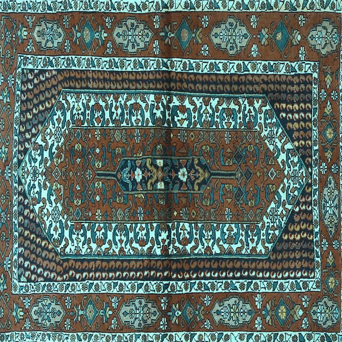 Ahgly Company Indoor Square Persian Light Blue Traditional Area Rugs, 6 ...