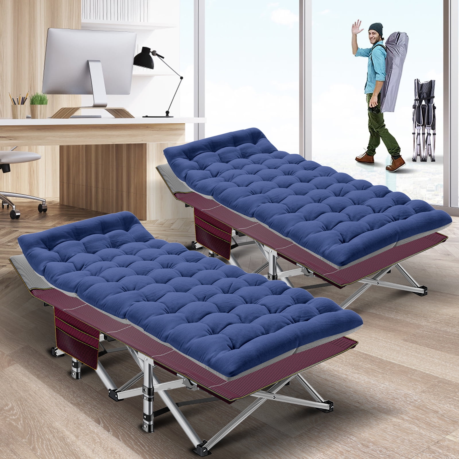 Slsy Folding Camping Cots for Adults 880lbs, 2 Pack 28" Extra Wide ...