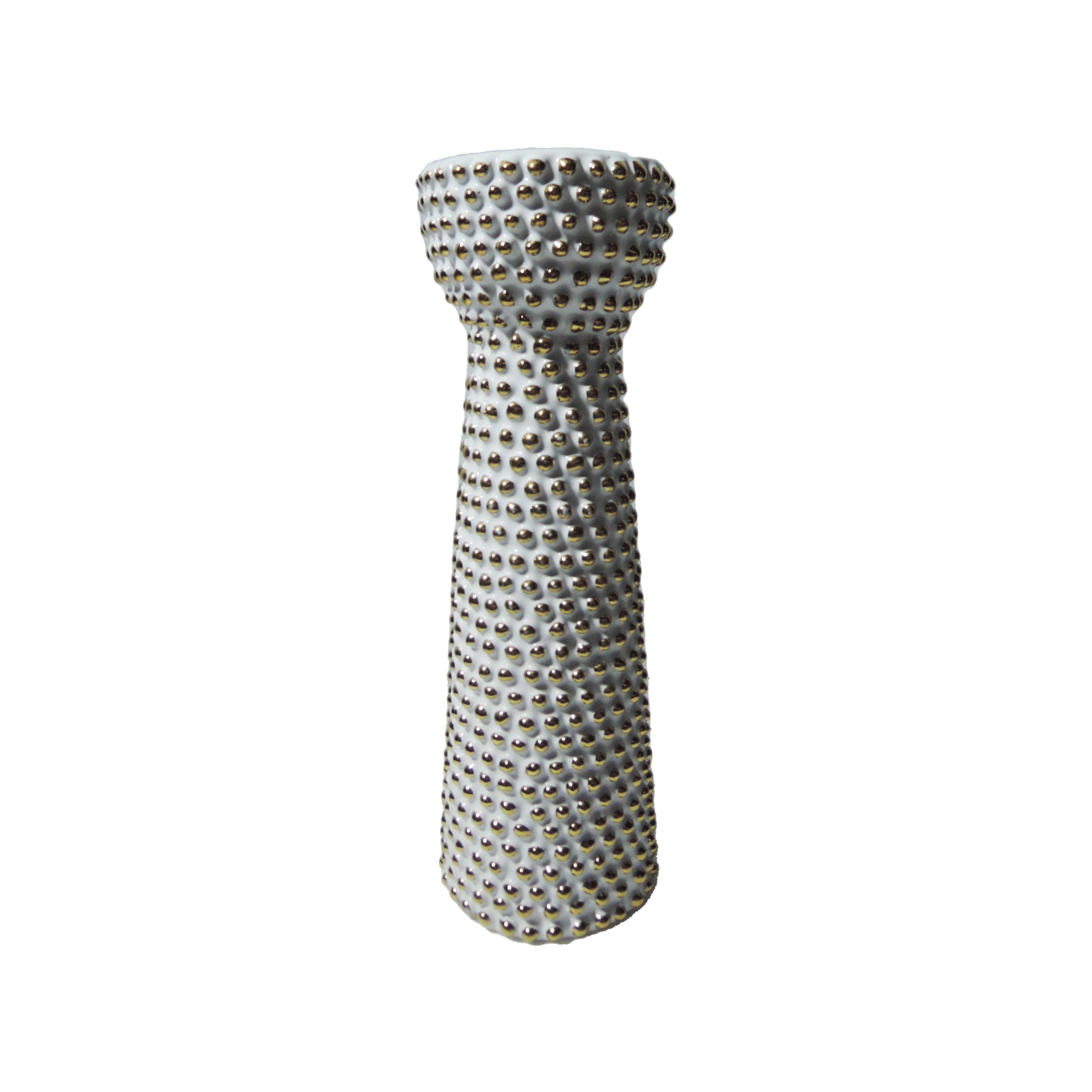 Sagebrook Home Ceramic 12" Spike Candle Holder White/Gold - Walmart.com