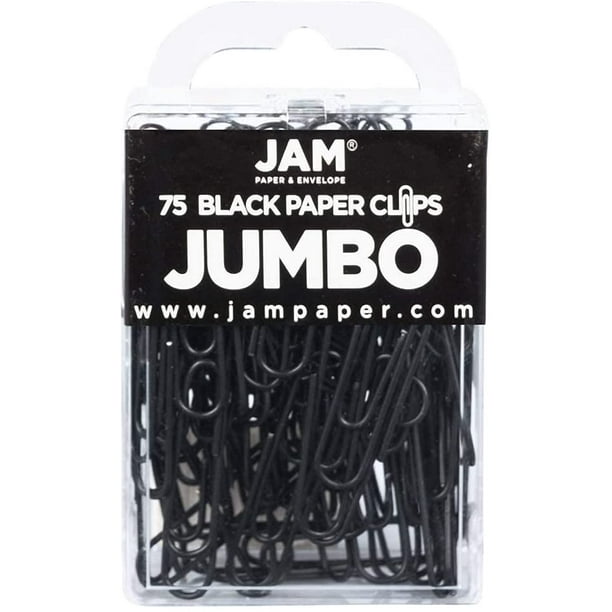 JAM PAPER Colorful Jumbo Paper Clips - Large 2 Inch (50.8 mm) - Black ...