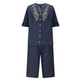 Cutuoiiu Womens Embroidery Linen Blend Two Piece Set V Neck Button Down ...