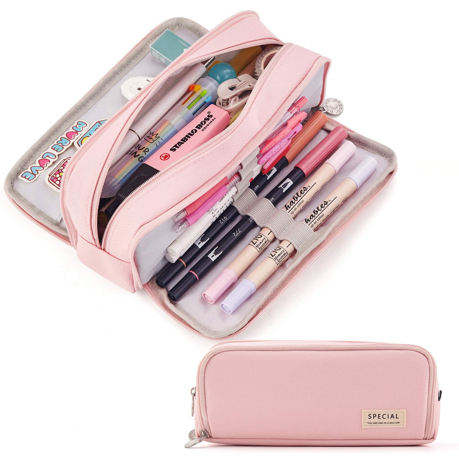 Amdohai Large Capacity Pencil Case 3 Compartment Pouch Pen Bag For School Teen Girl Boy Men 8.46 X 2.76 X 3.54