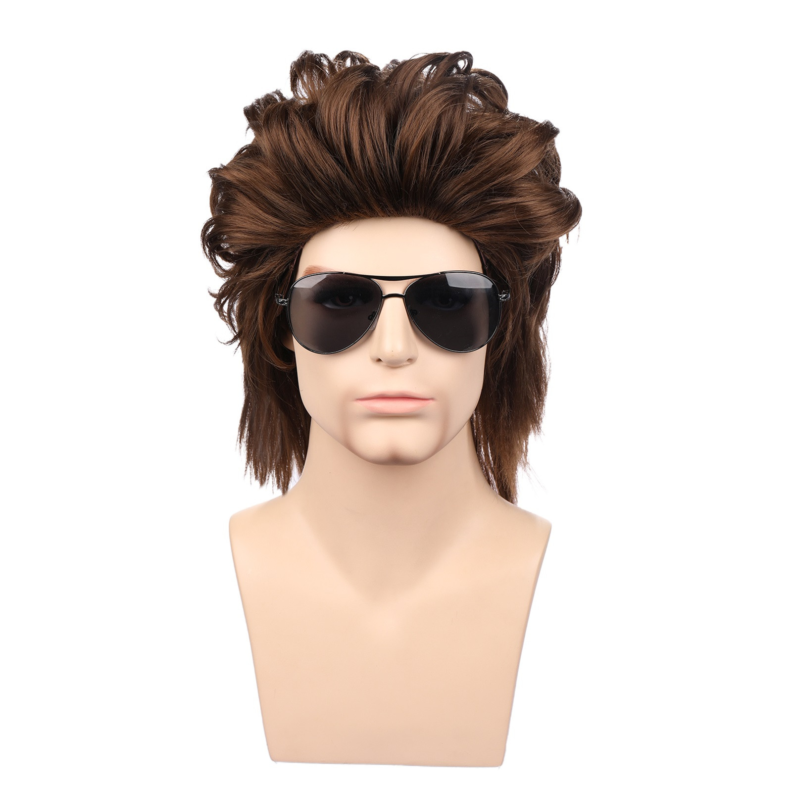 WREESH Wig Men's Short Curly Hair Dyed Rose Mesh RockWig Set | Walmart ...