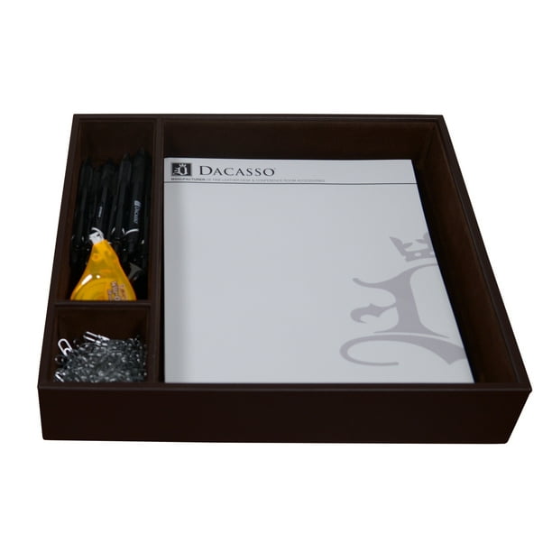 Chocolate Brown Leather Conference Room Organizer Tray - Walmart.com ...