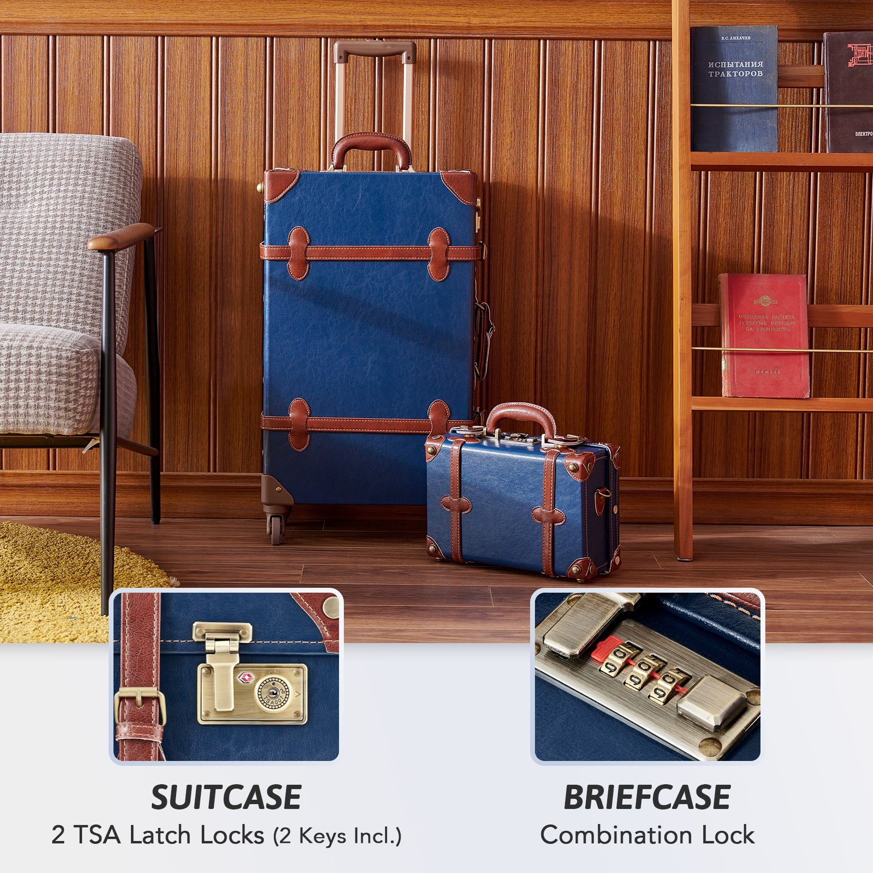 Buy CO-Z Premium PU Vintage Classic Old-Fashioned Trolley Suitcase and ...