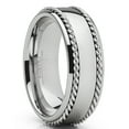 Metal Masters Tungsten Carbide Wedding Band Mens Ring Braided Stainless Steel Cable Inlay 7.5 ...