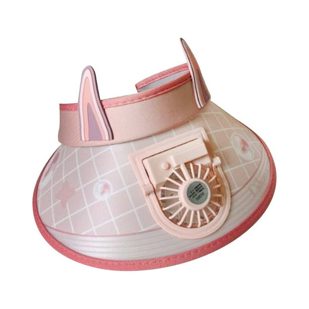 Sun Visor Fan Hat for Kids ,Wide Brim Casual Portable Sun Hat Built in ...