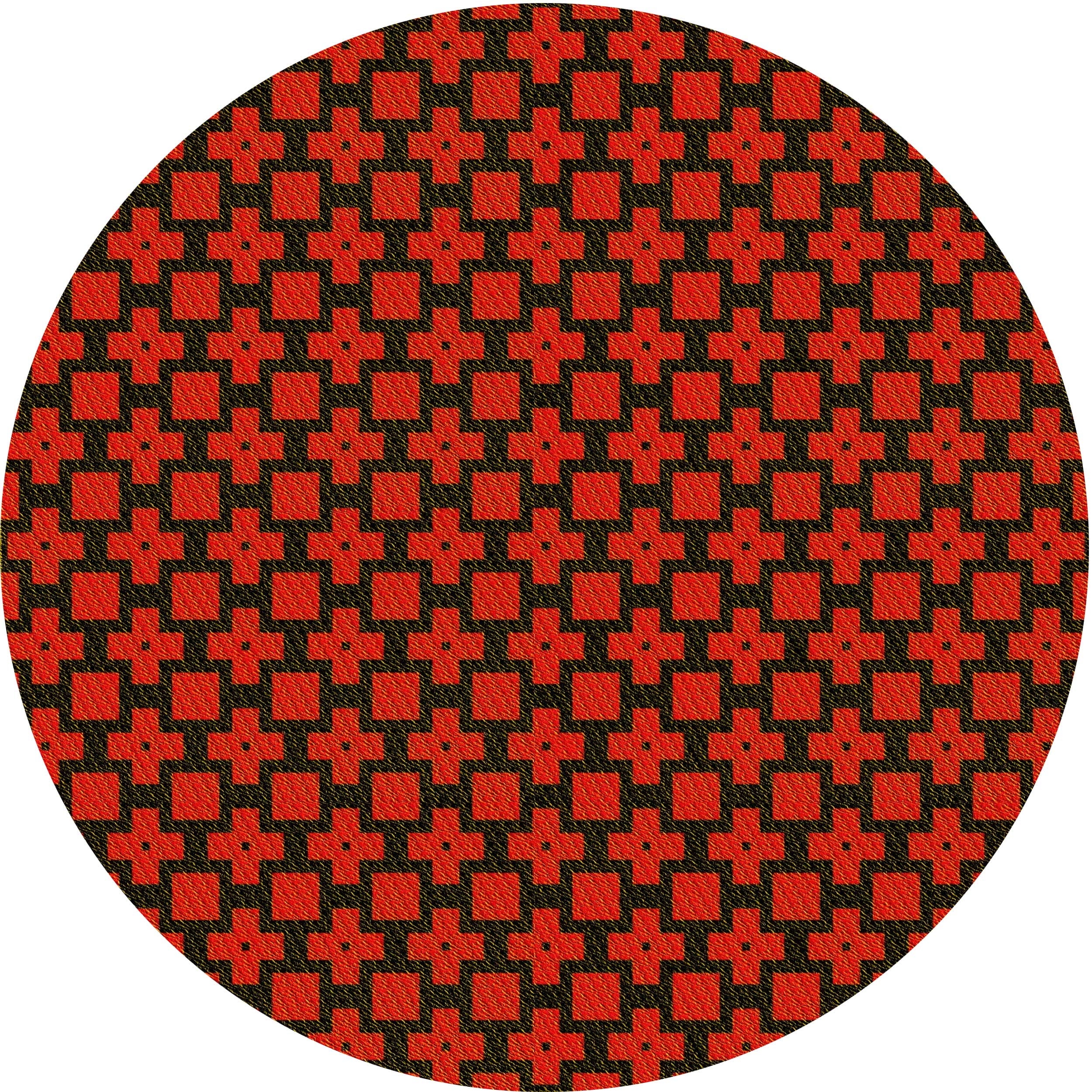 Ahgly Company Indoor Round Patterned Blood Red Brown Area Rugs, 4 ...