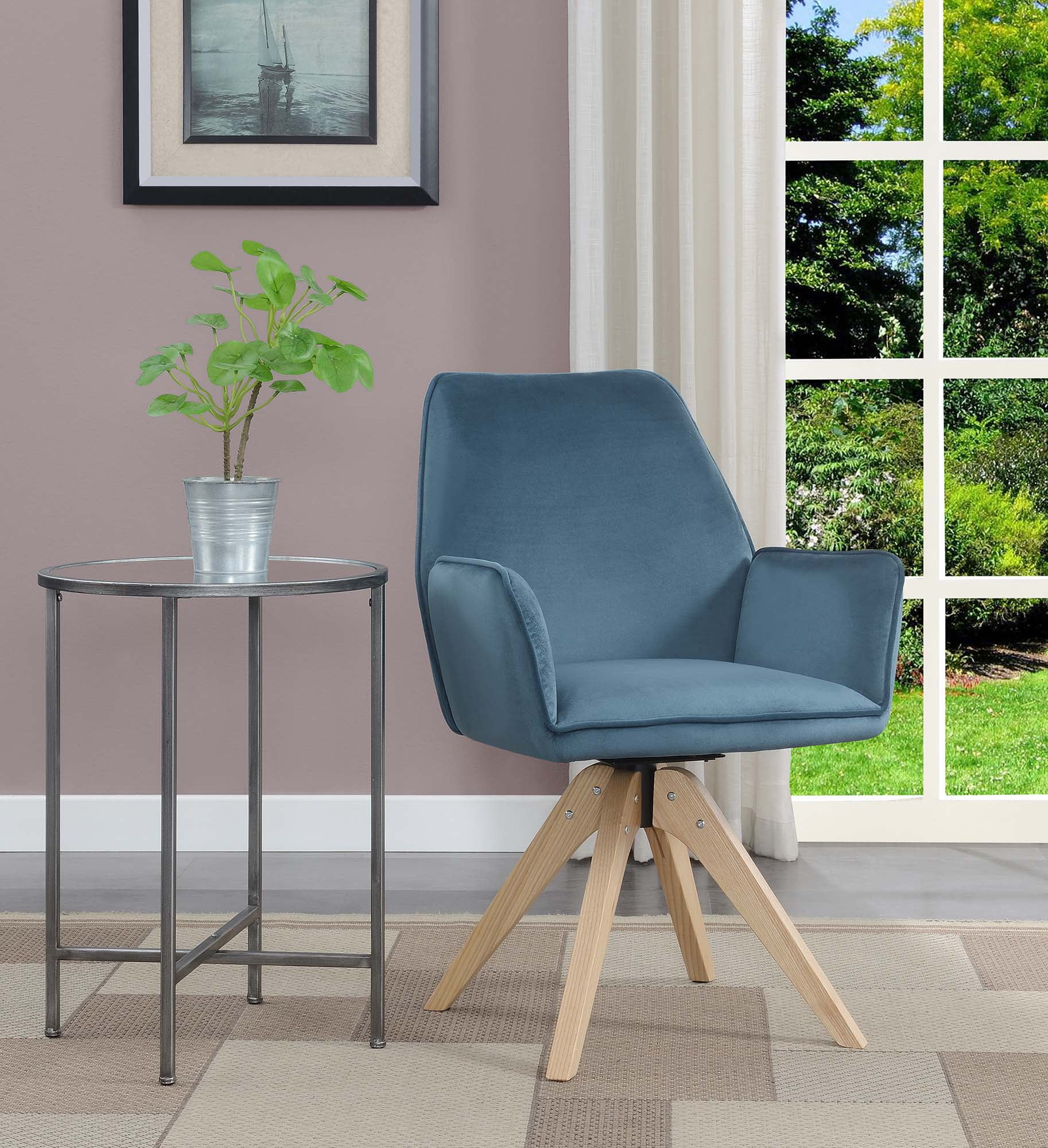 Convenience Concepts Take a Seat Miranda Swivel Accent Chair, Blue ...