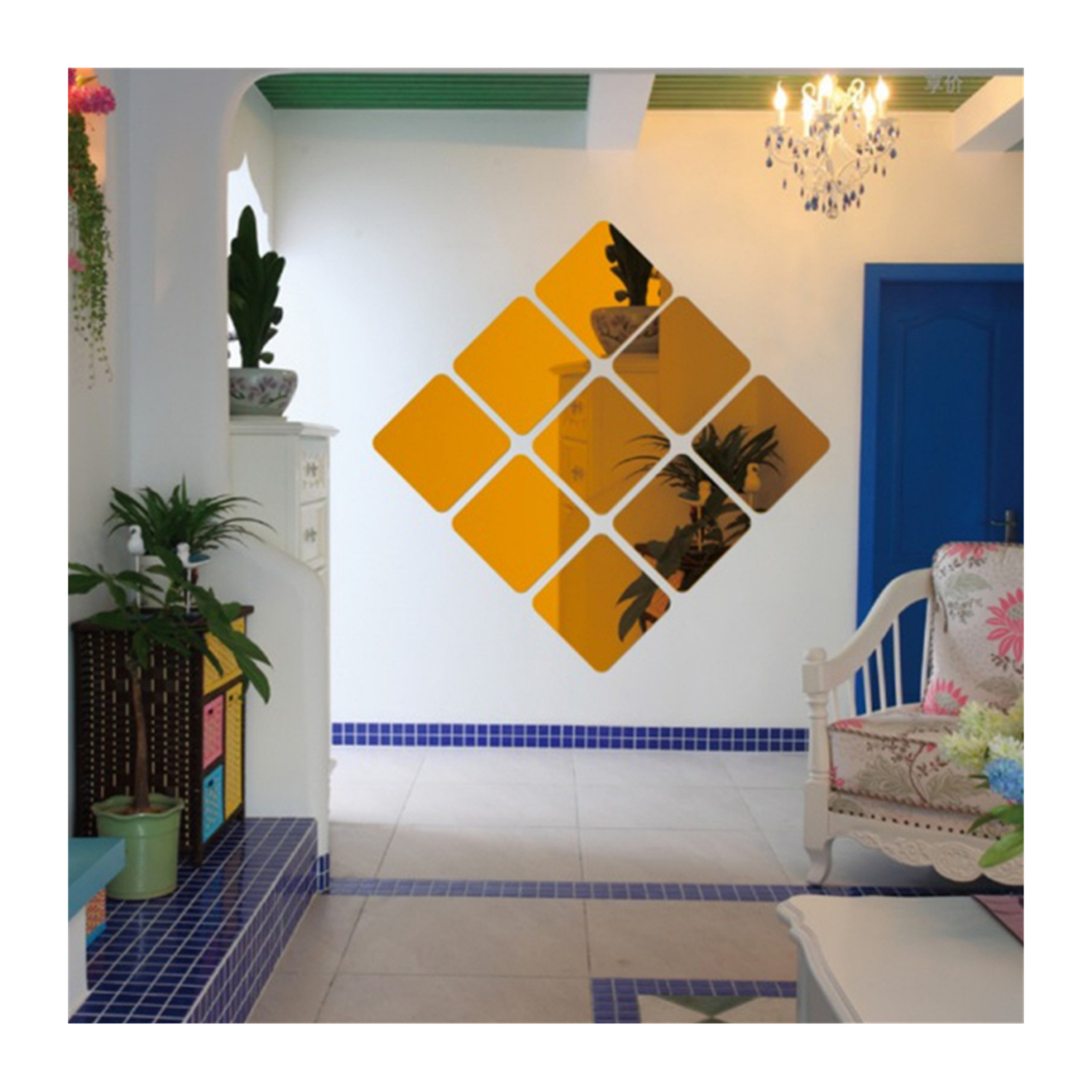 6Pcs DIY Square Mirror Tile Wall Stickers 3D Decal Mosaic Home Room ...