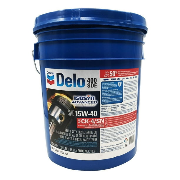 Cubeta de aceite para MOTOR a diésel CHEVRON Delo 400 SDE 15W-40 19L | Walmart en línea