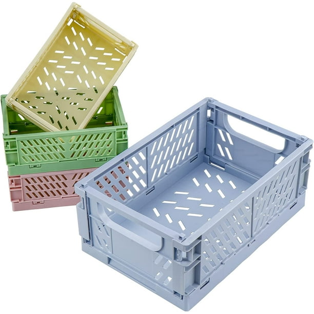4-Piece Foldable Storage Baskets Plastic Stacking Storage Box Desk Top ...