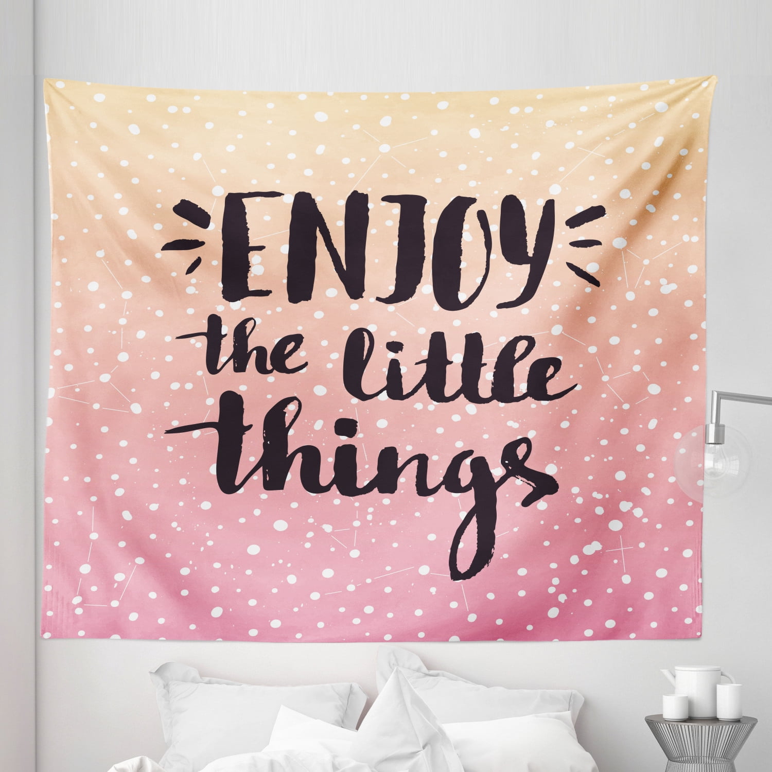 Saying Tapestry, Uplifting Lettering on Ombre Effect White Dots ...