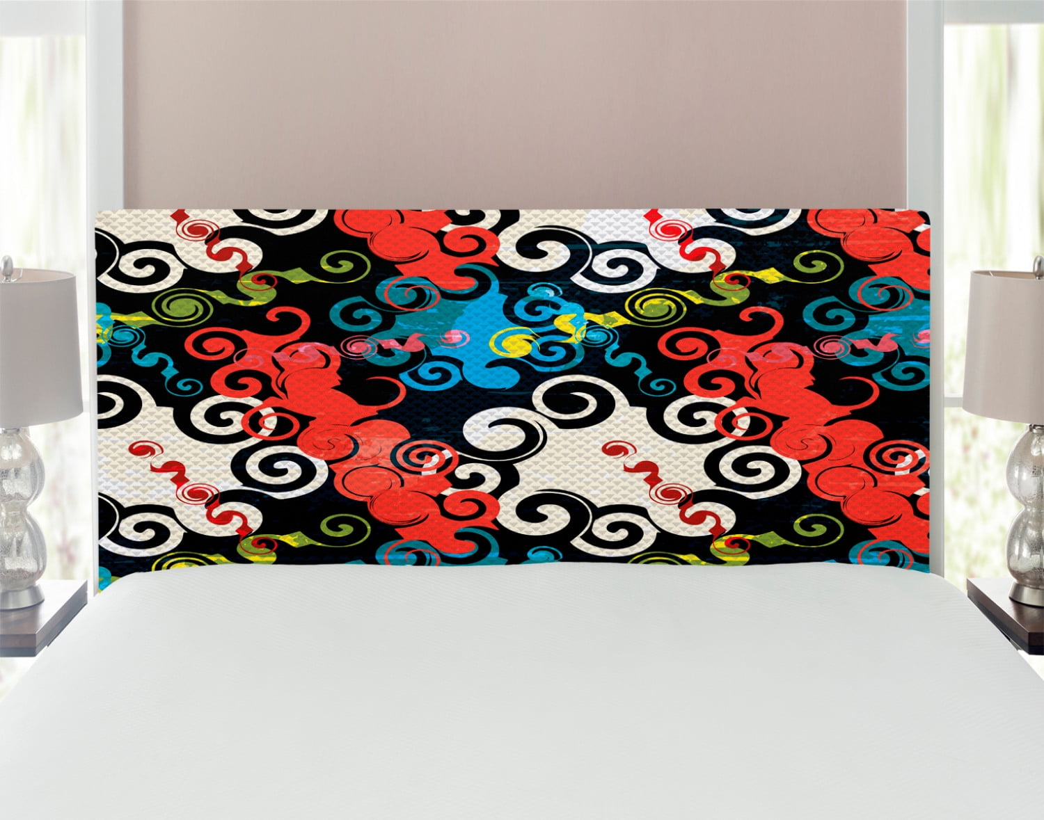 Psychedelic Headboard, Dark Spiral Puzzle Forms Graffiti Inspiration ...